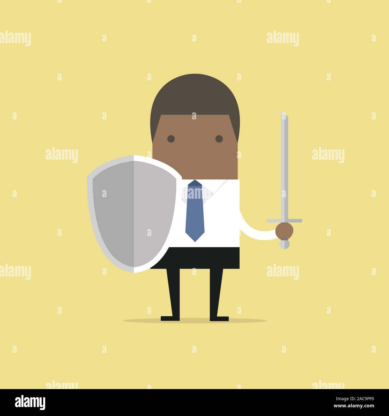 African businessman warrior with shield and sword Stock Vector Image ...