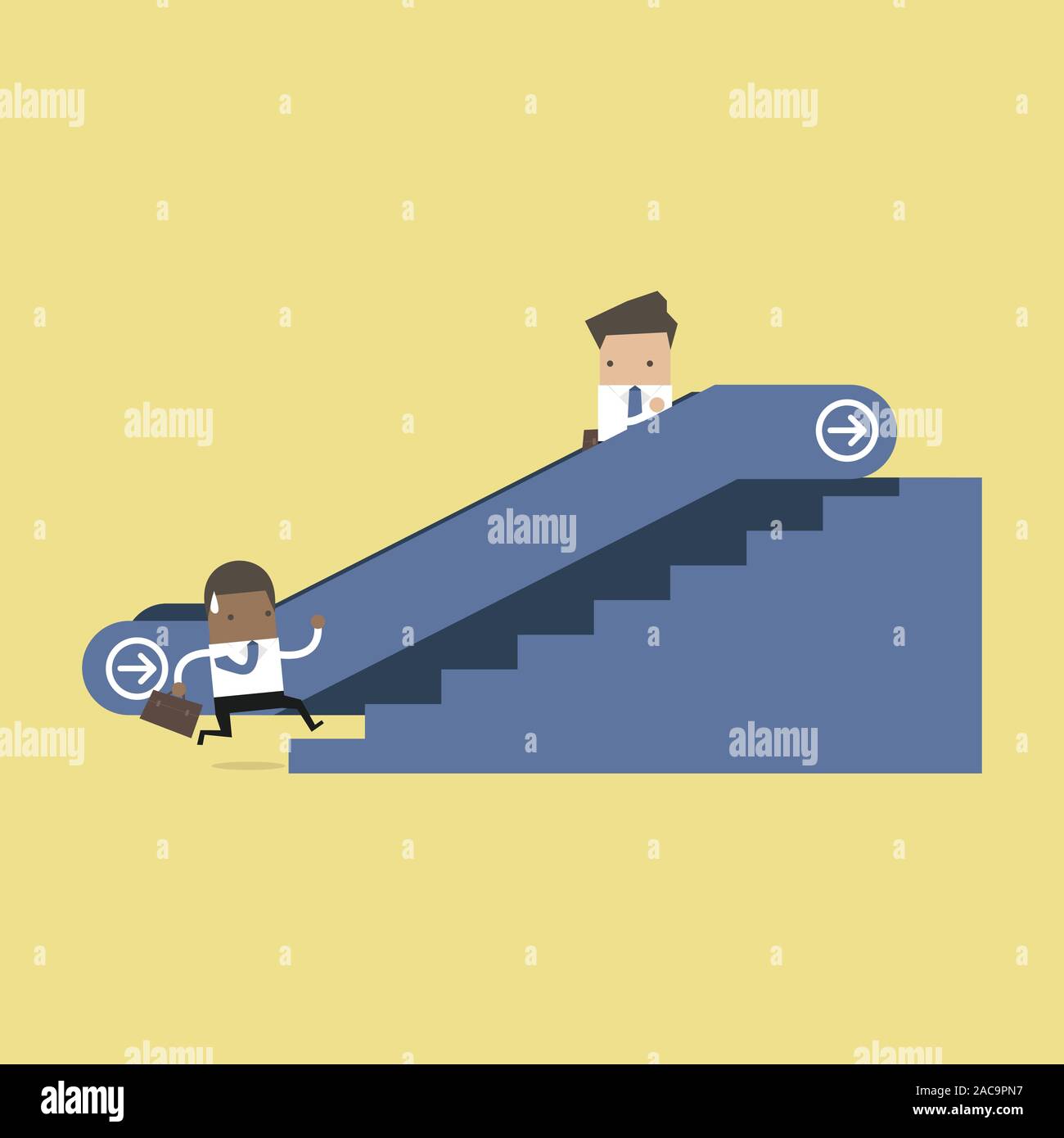 Climbing on the escalators Stock Vector Images - Alamy
