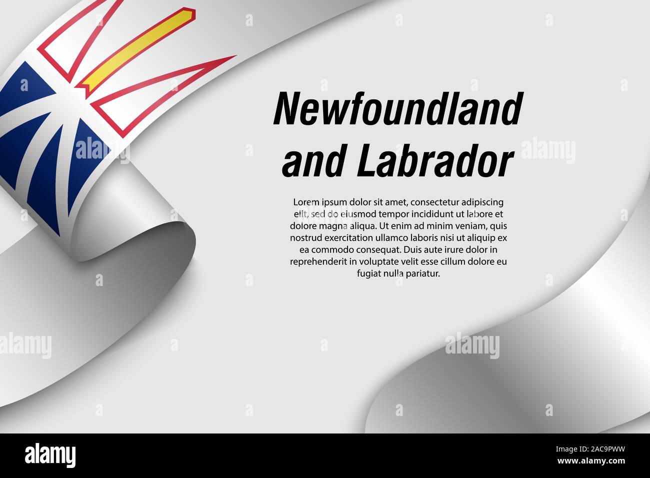Waving ribbon or banner with flag of Newfoundland and Labrador ...