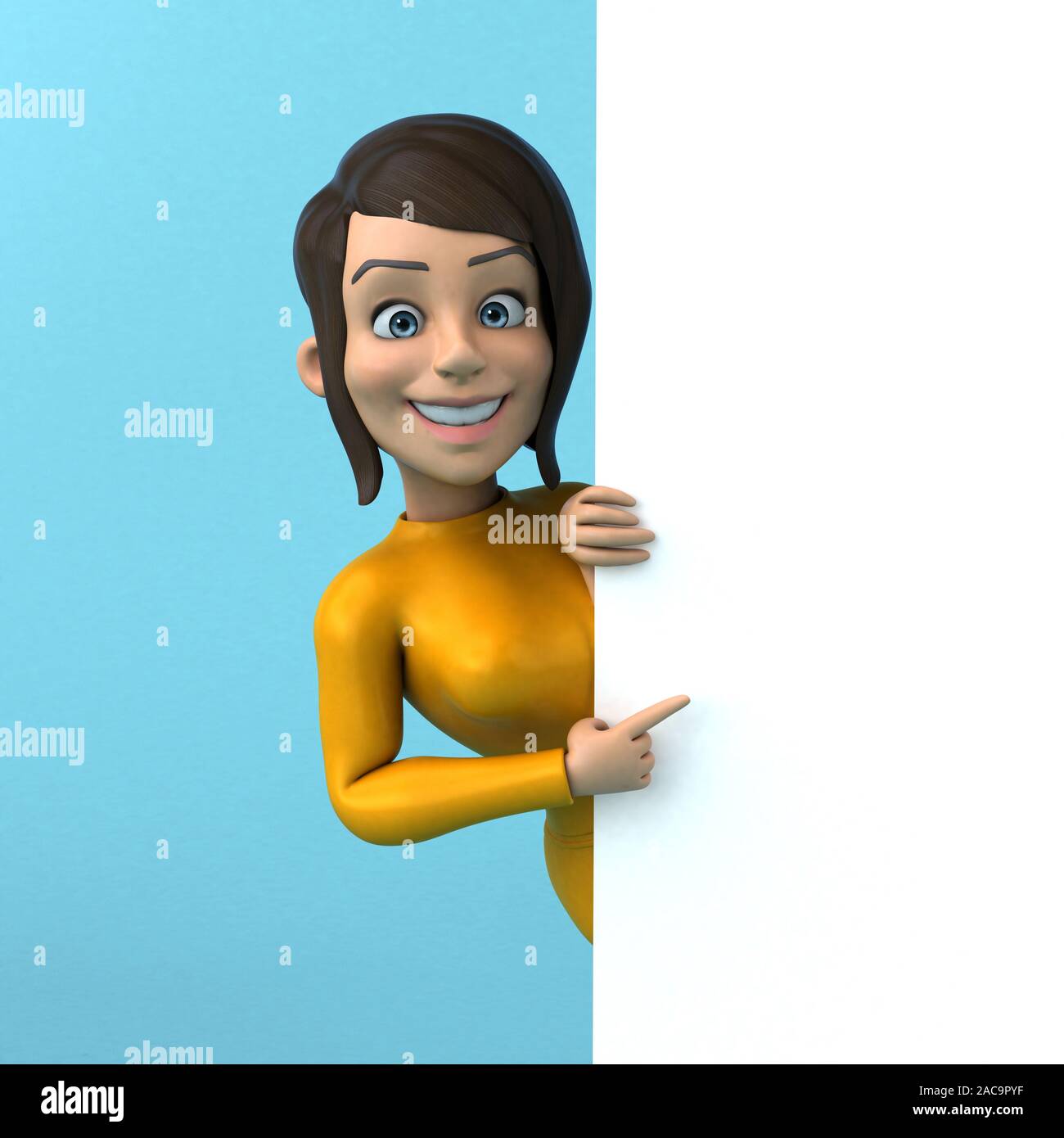 Fun 3D cartoon yellow girl Stock Photo - Alamy