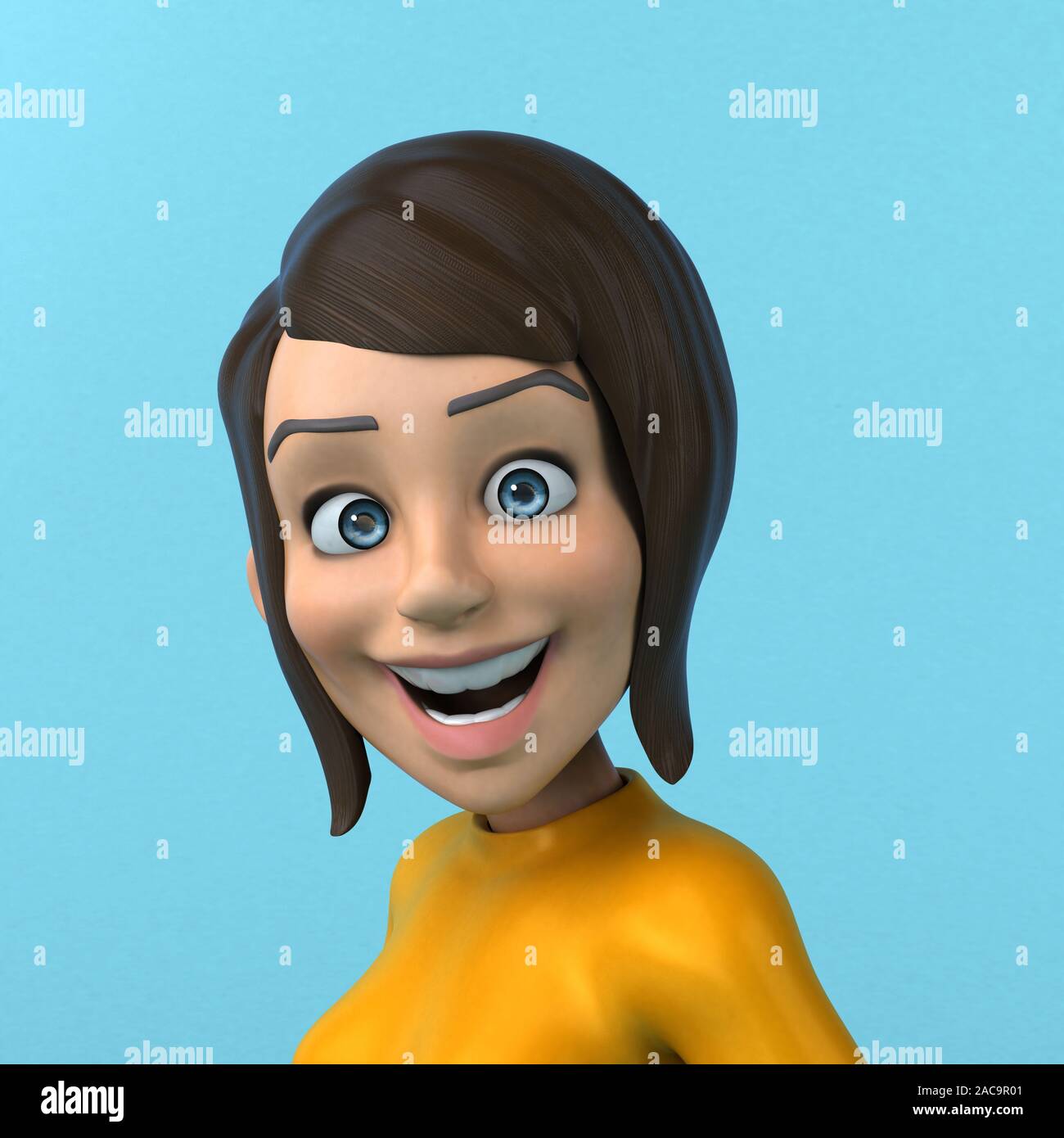 Fun 3D cartoon yellow girl Stock Photo - Alamy