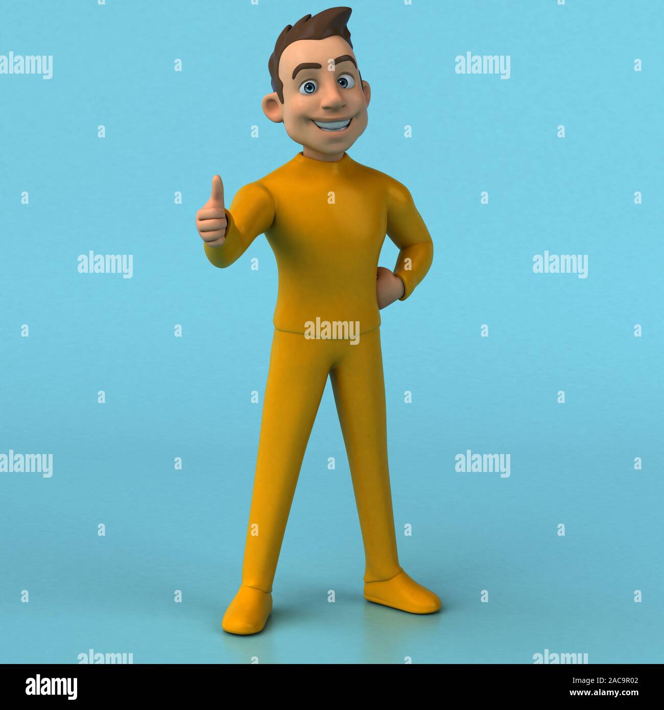 Fun 3D cartoon yellow character Stock Photo - Alamy