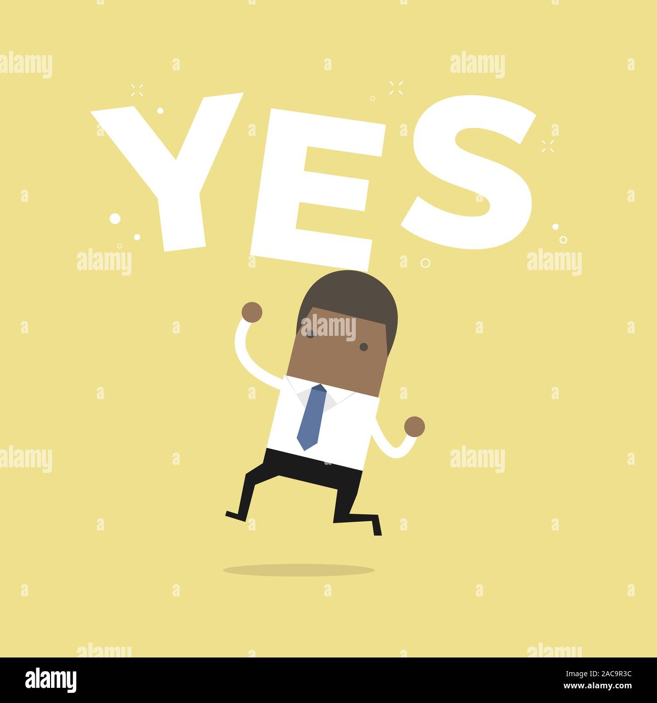 Happy African businessman jumping with the word "Yes Stock Vector Image ...