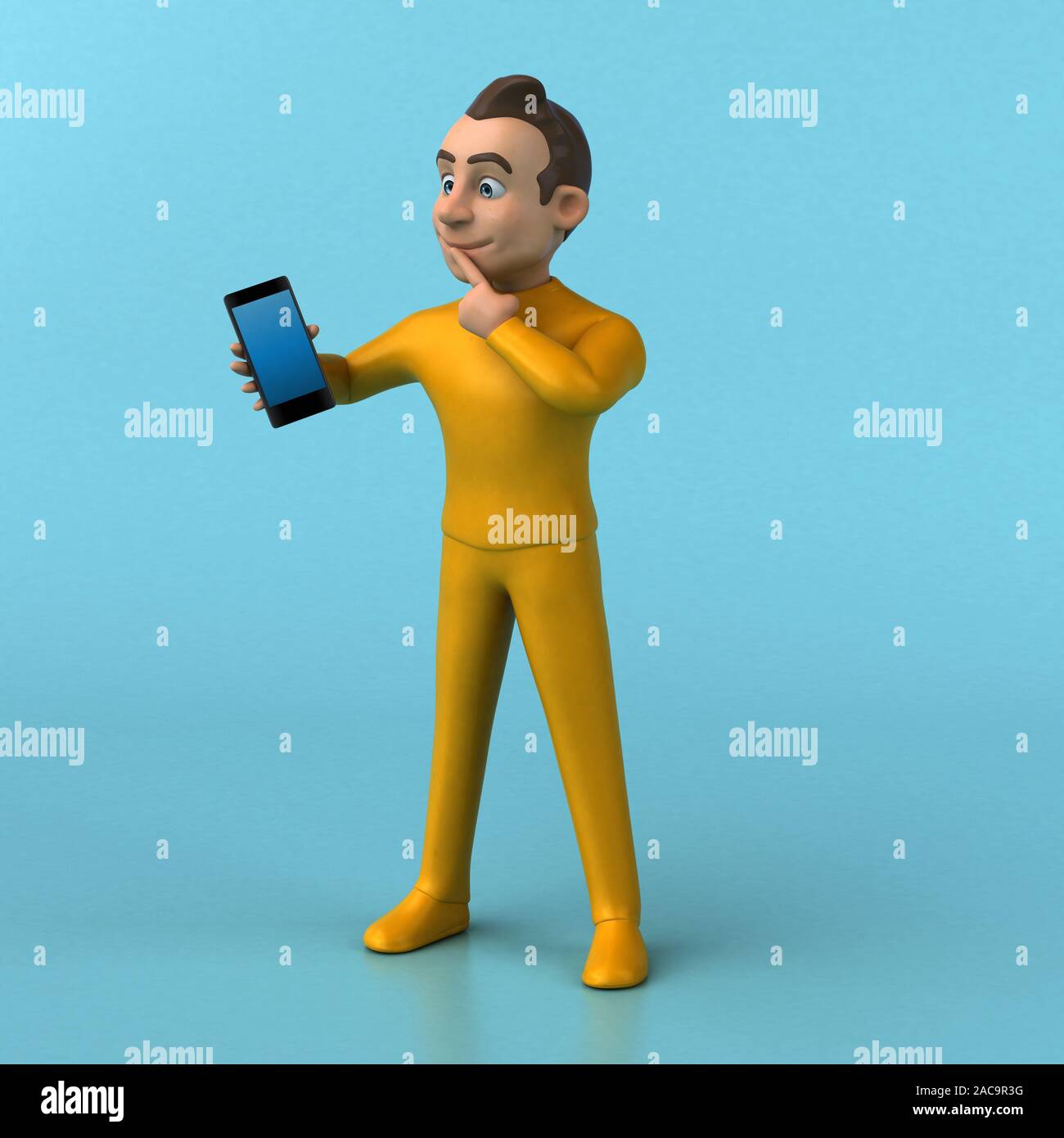 Fun 3D cartoon yellow character Stock Photo - Alamy