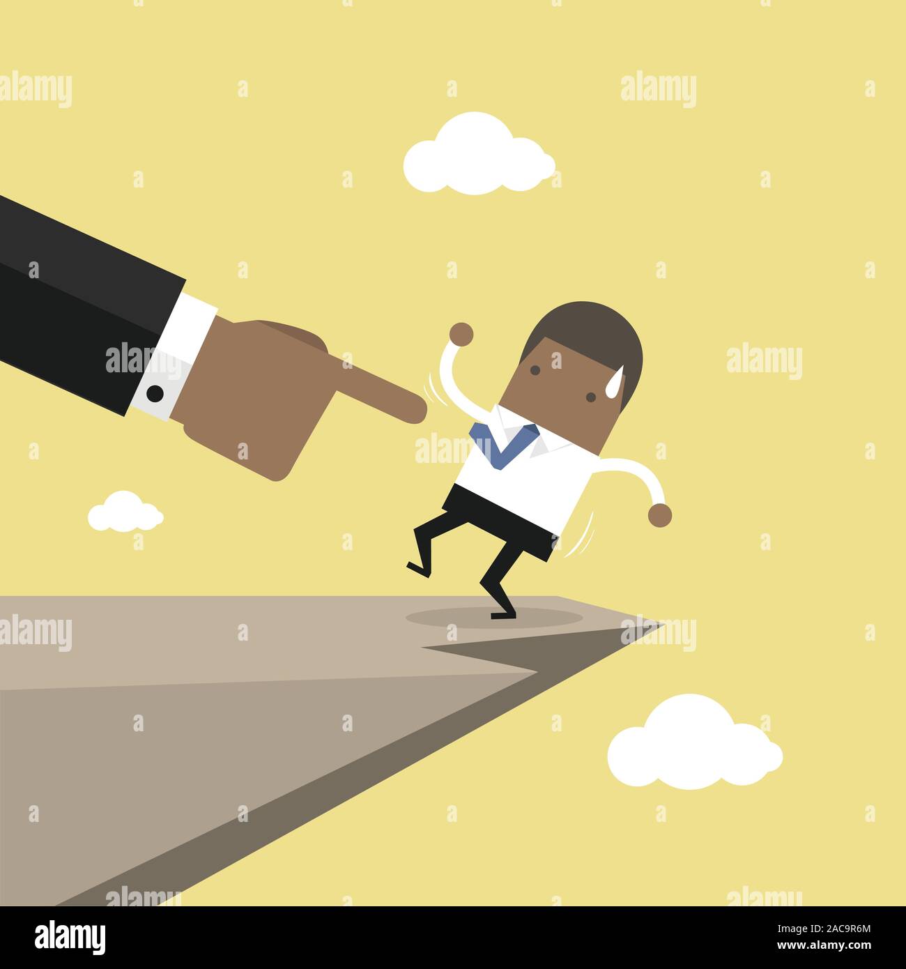 Boss hand pushes African businessman to make him fall from cliff Stock ... Boss hand pushes African businessman to make him fall from cliff Stock ...