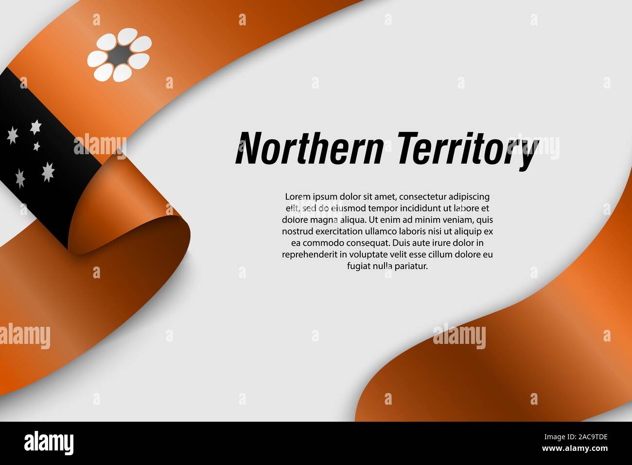 Waving ribbon or banner with flag of Northern Territory. State of ...