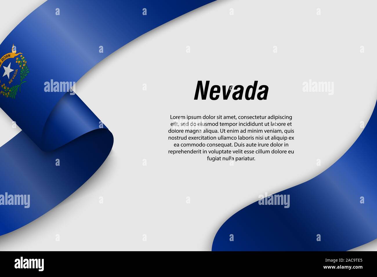 Waving ribbon or banner with flag of Nevada. State of USA. Template for ...