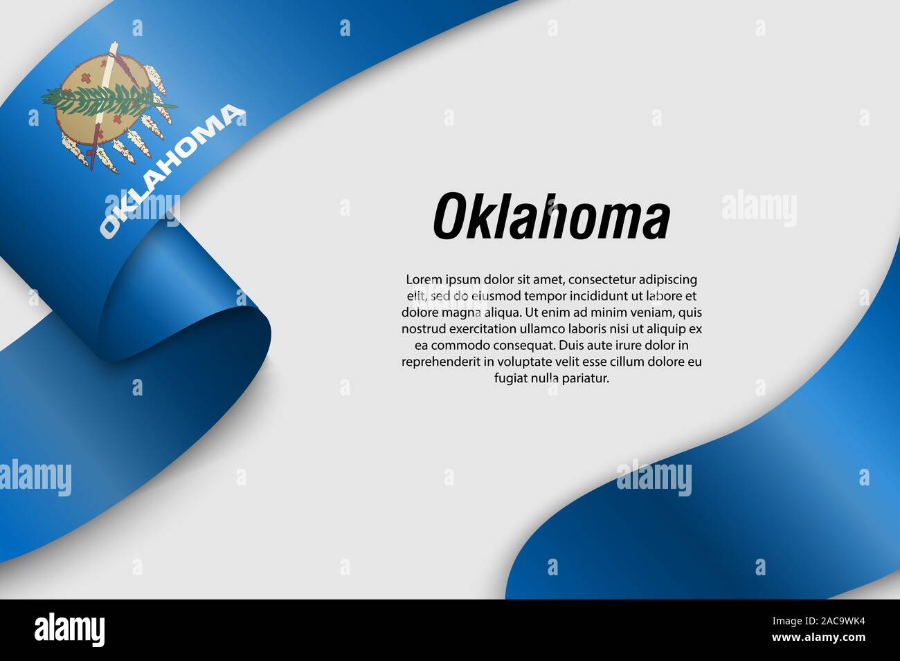 Waving ribbon or banner with flag of Oklahoma. State of USA. Template ...