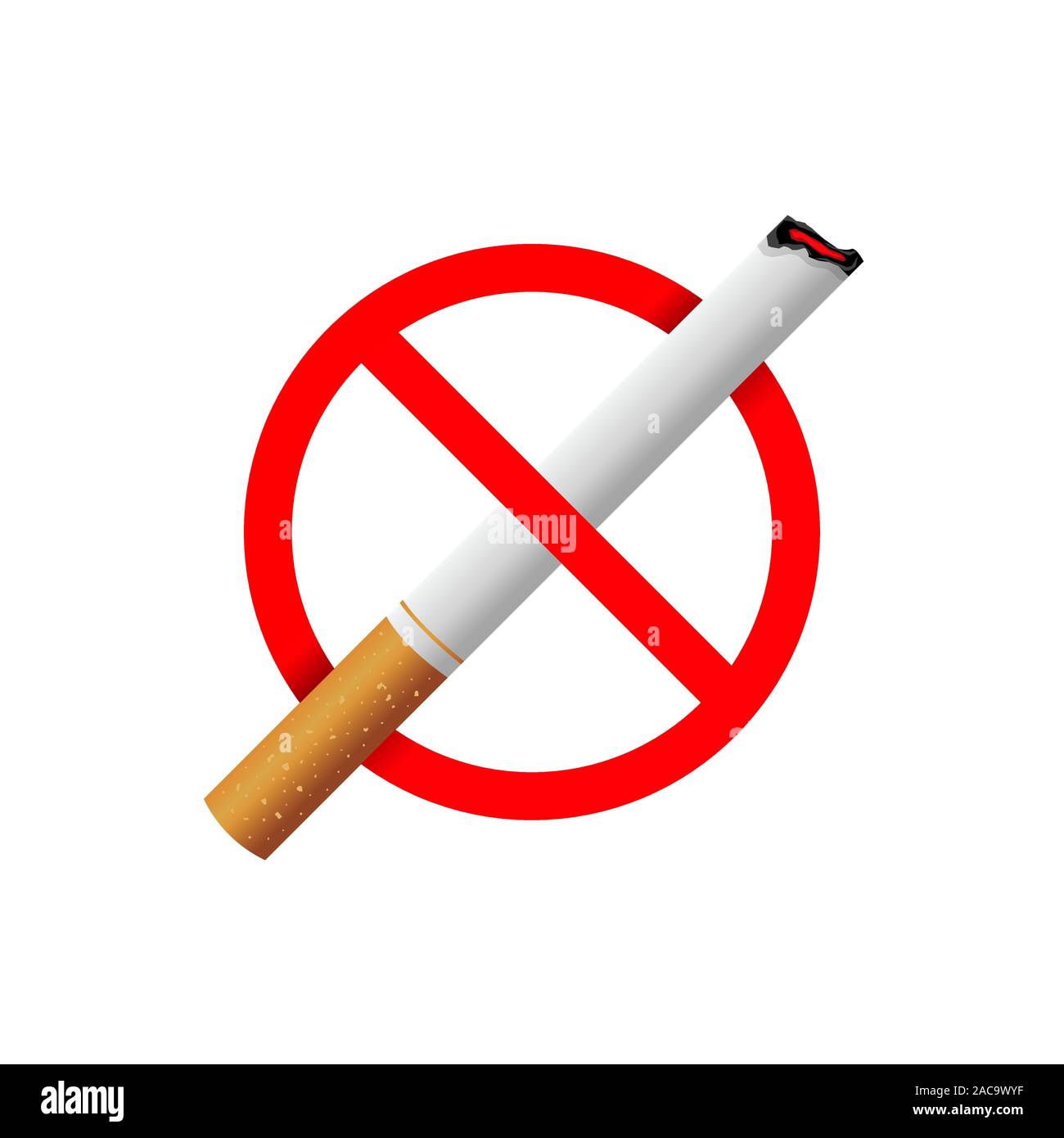No smoking sign with cigarette isolated on white background Stock ...
