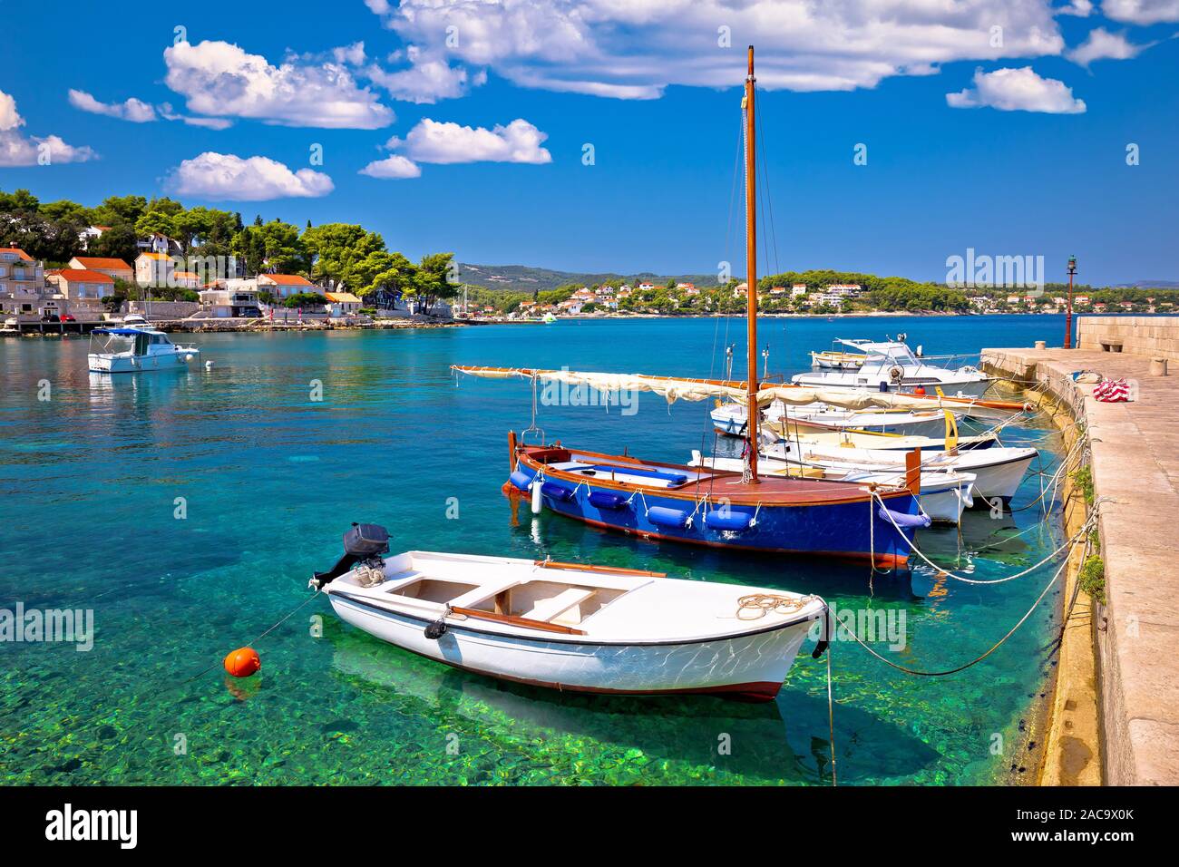 Korcula. Lumbarda coastal village on island of Korcula turquoise ...