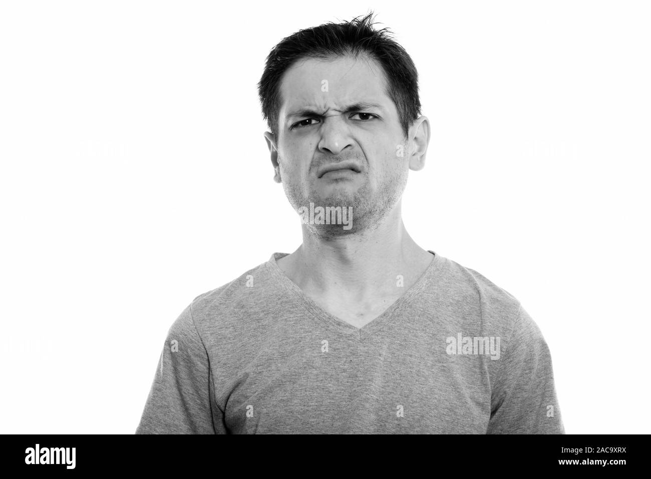 Portrait disgusted man Black and White Stock Photos & Images - Alamy