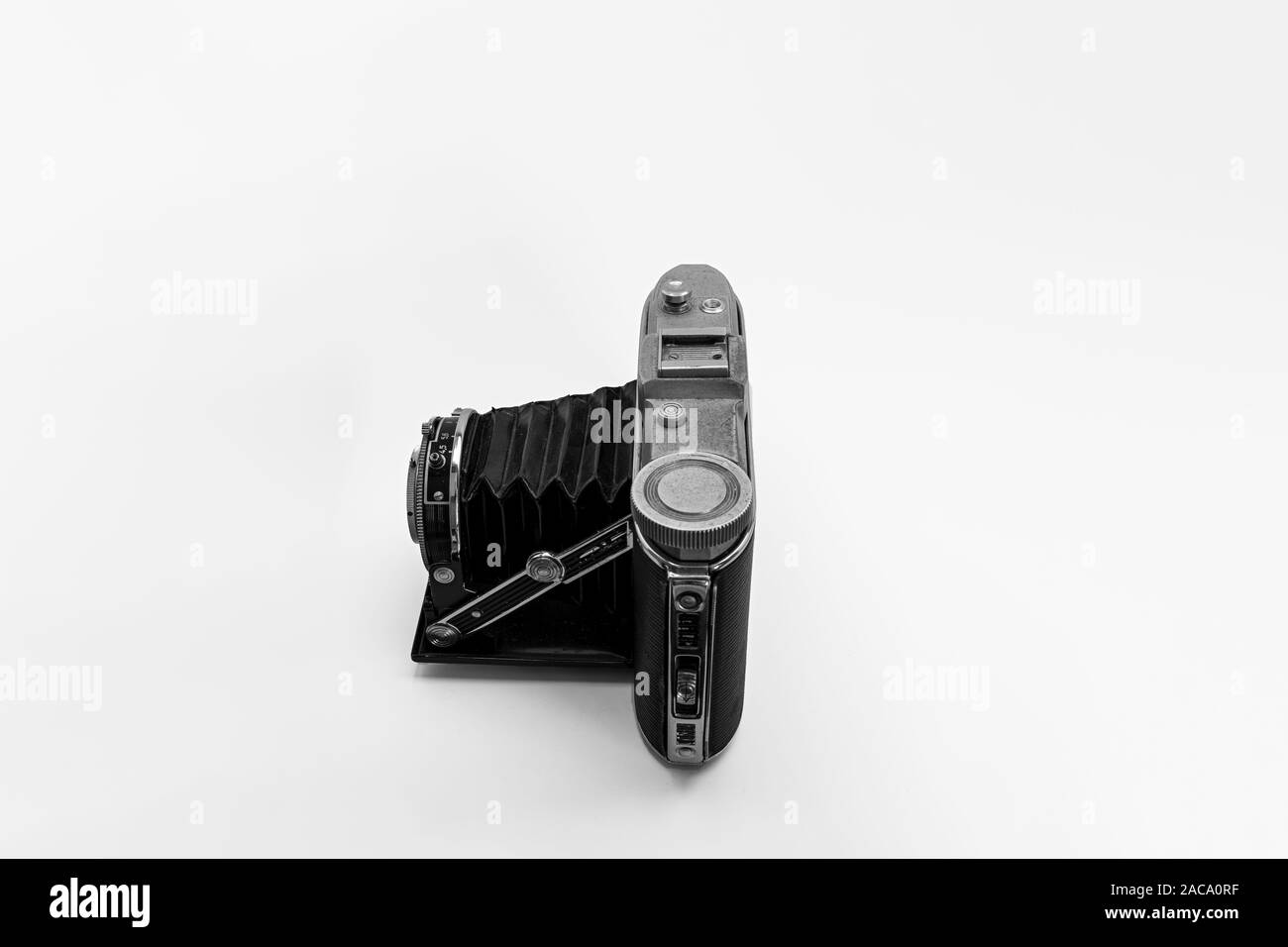 Nostalgic retro metal compact horizontal folding photo camera medium ...