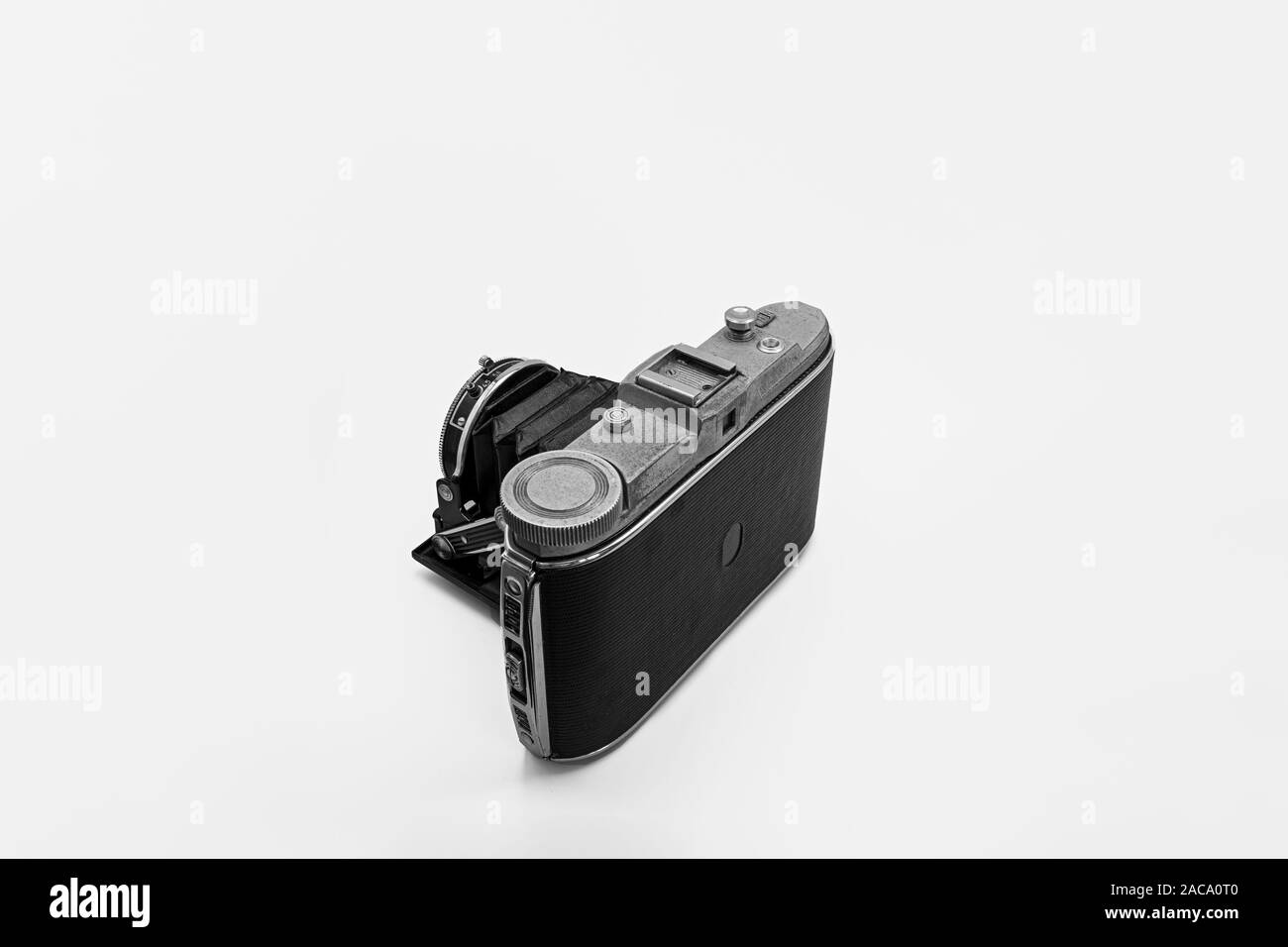 Nostalgic retro metal compact horizontal folding photo camera medium ...