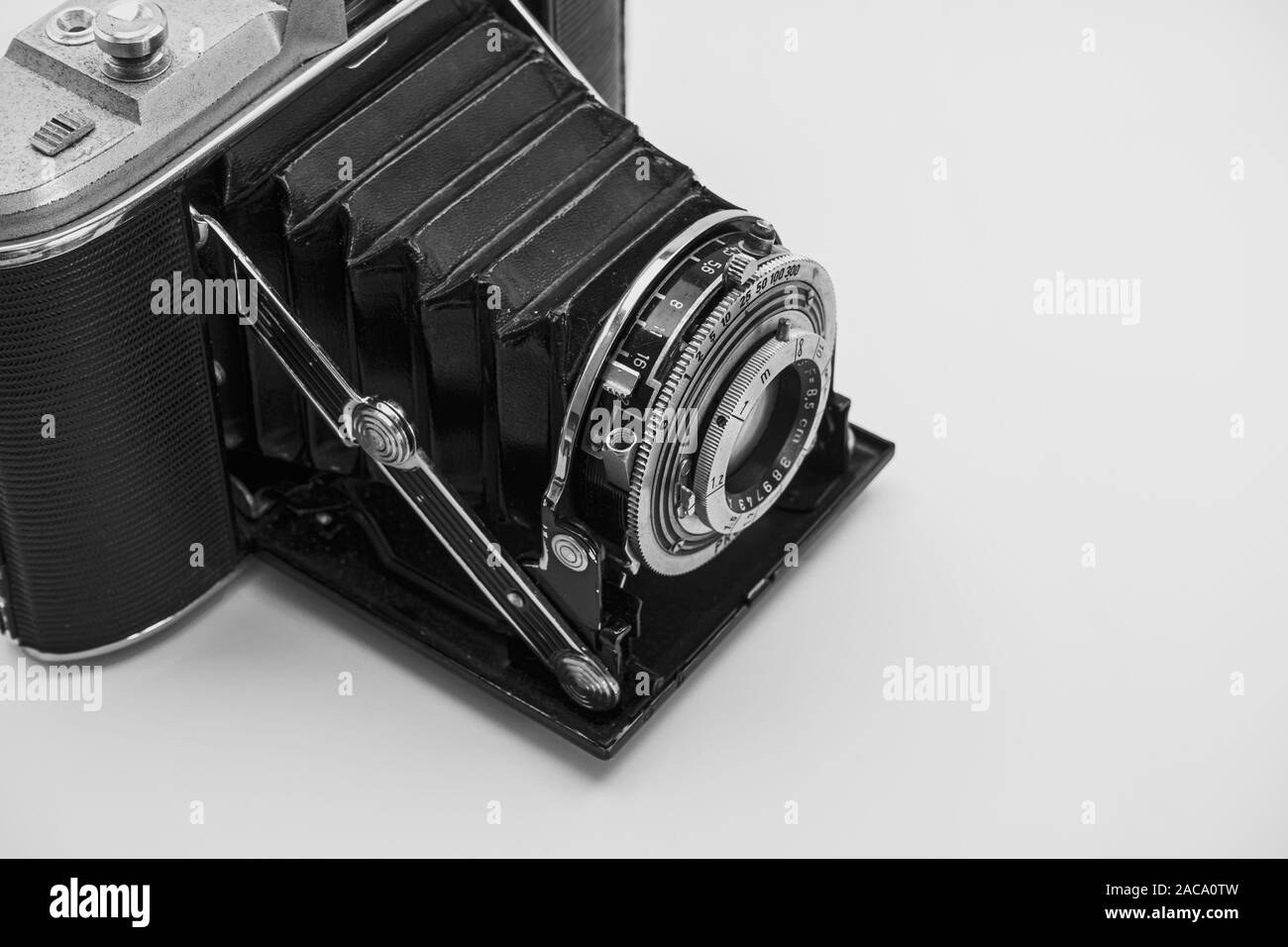 Nostalgic retro metal compact horizontal folding photo camera medium ...