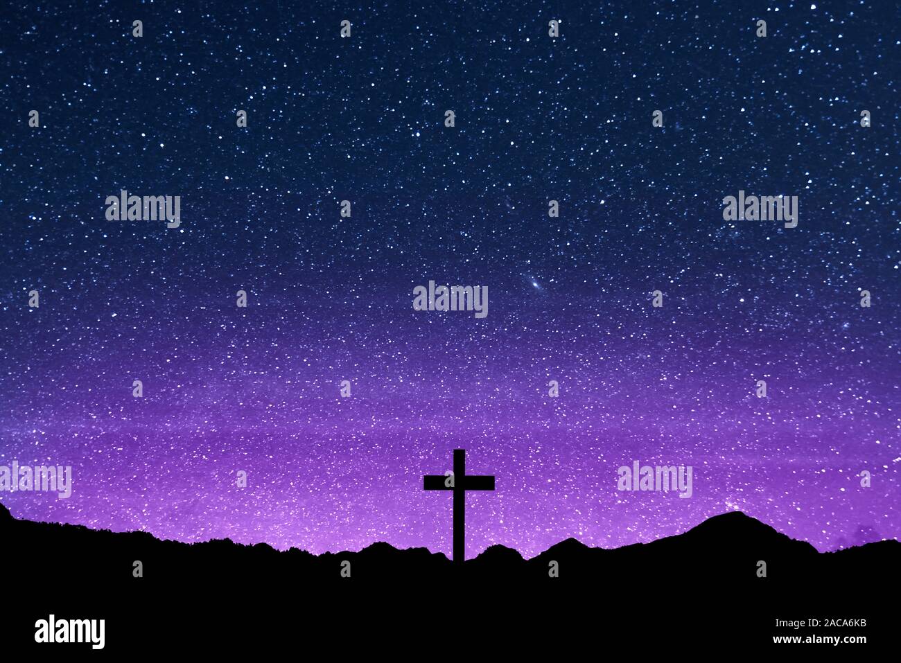 Christian Cross on the field with a night scene background Stock Photo ...