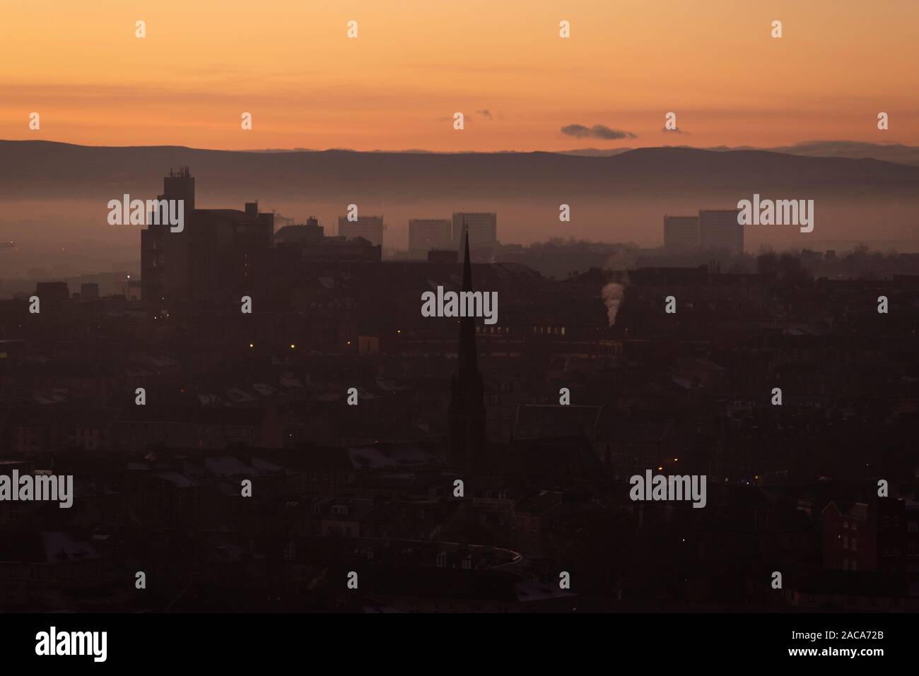 Aerial view of Glasgow during sunset Stock Photo - Alamy