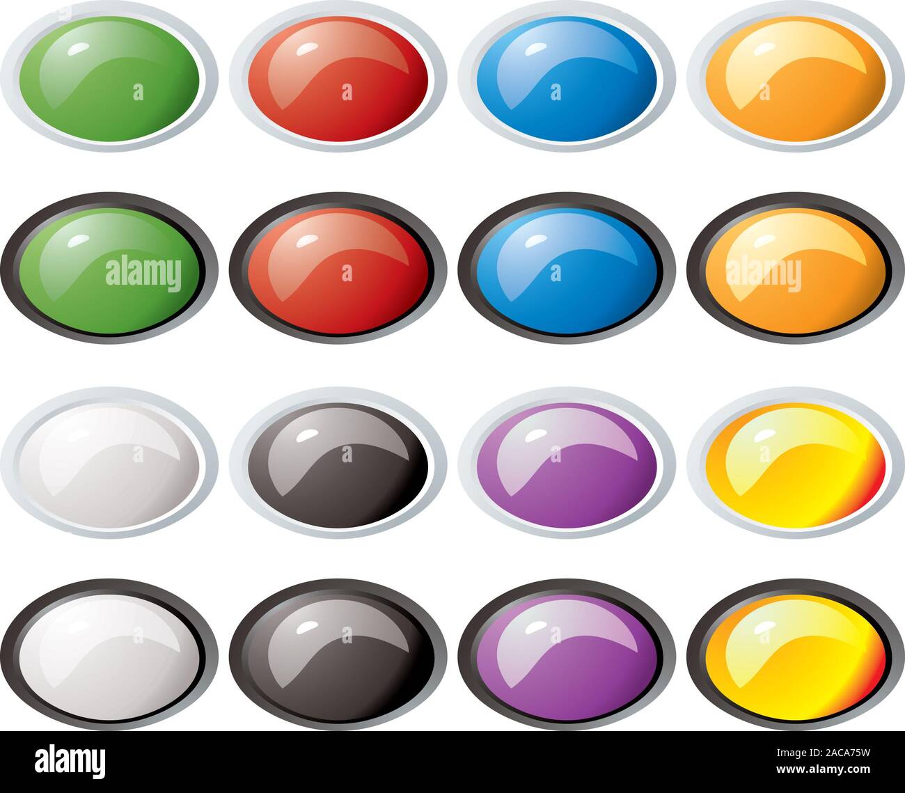 glass buttons rim oval Stock Photo - Alamy