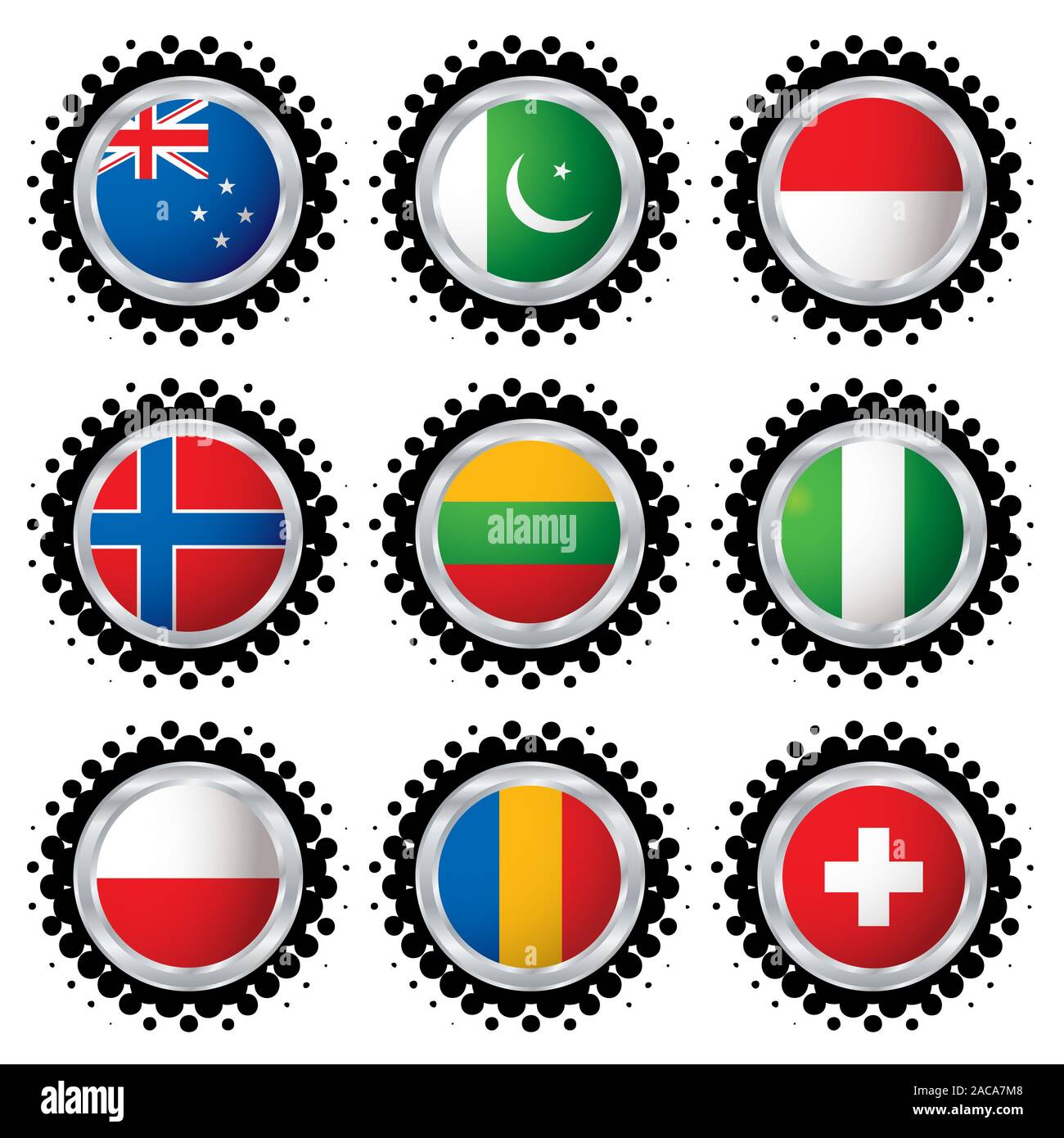 halftone flag buttons 3 Stock Photo - Alamy