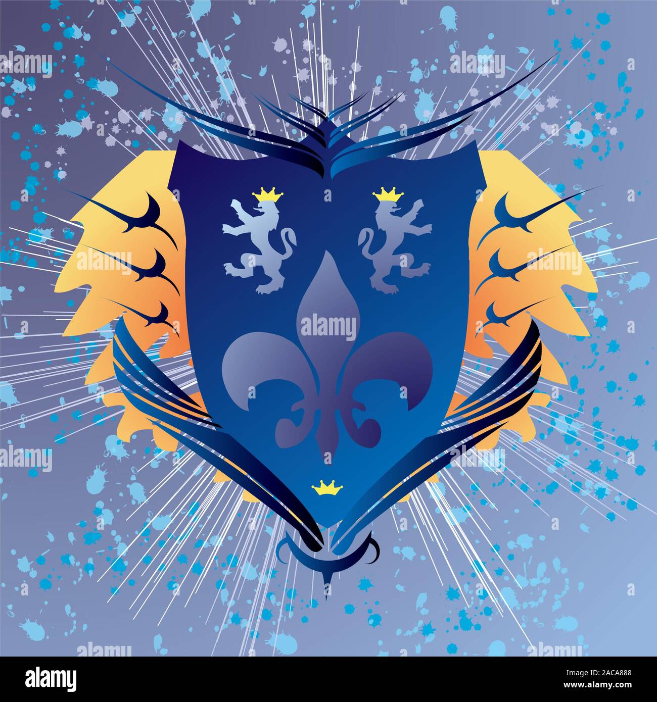 Lion with crown and shield hi-res stock photography and images - Alamy