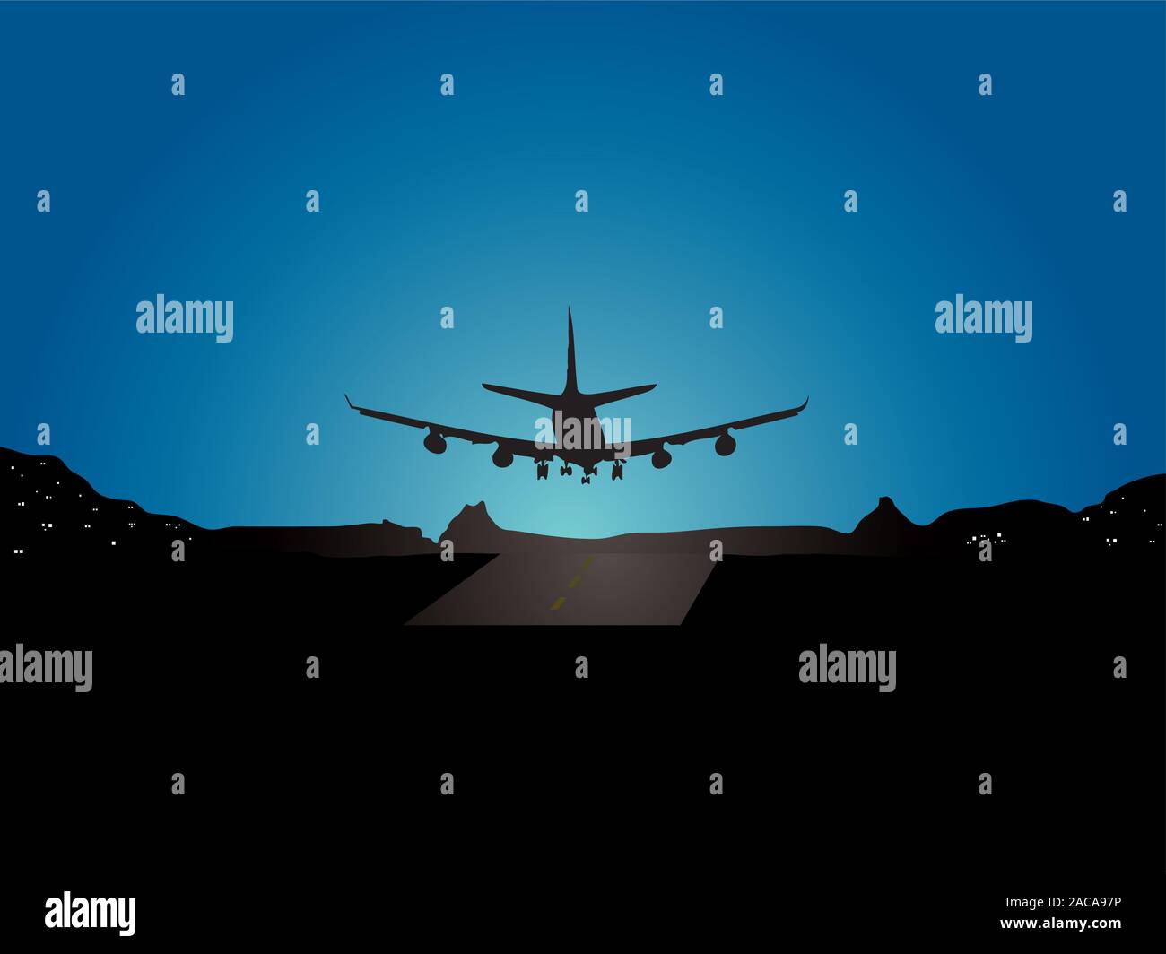 Plane landing illustration hi-res stock photography and images - Alamy