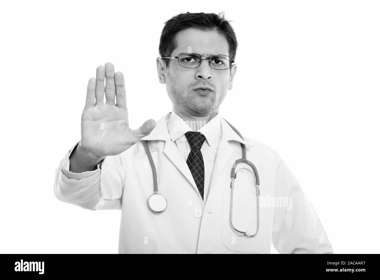 Stop sign man Black and White Stock Photos & Images - Alamy