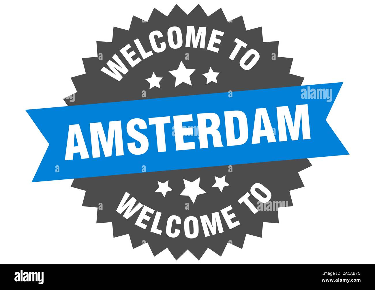 Amsterdam sign. welcome to Amsterdam blue sticker Stock Vector Image ...