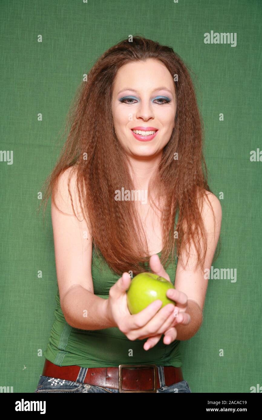 Green Apple Girl rgb Stock Photo - Alamy