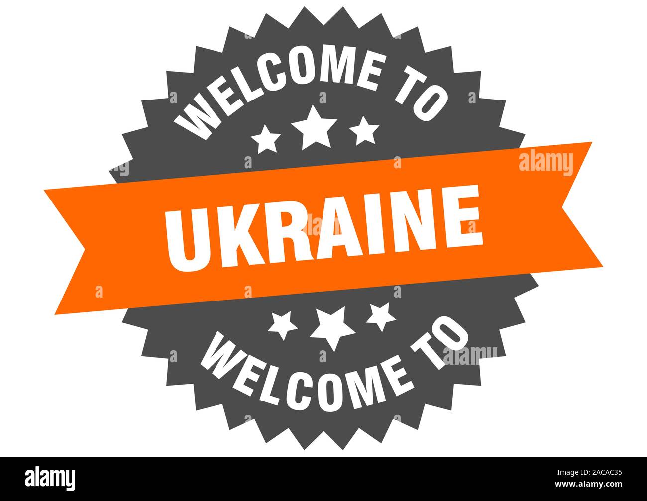 Ukraine sign. welcome to Ukraine orange sticker Stock Vector Image ...