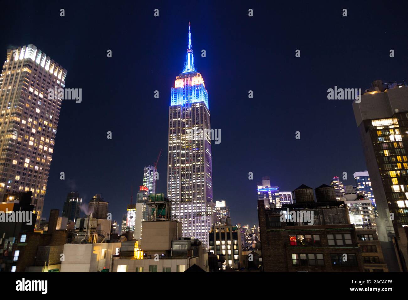 Empire State Building photographed from the Spyglass rooftop bar,Archer ...