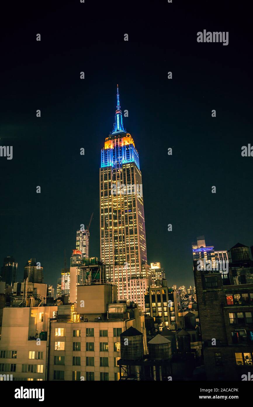 Empire State Building photographed from the Spyglass rooftop bar,Archer ...