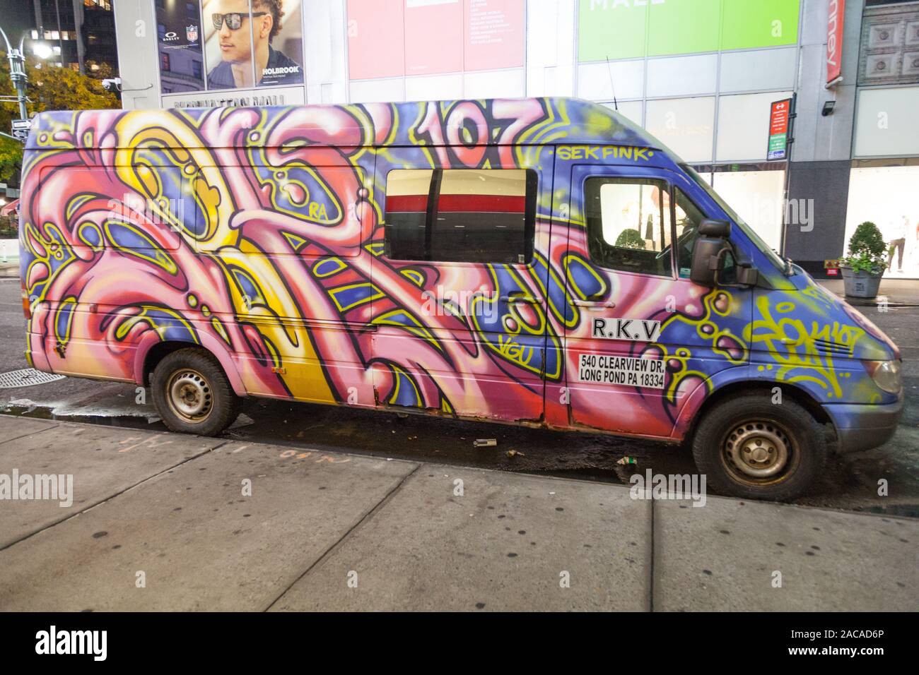 Graffiti covered van, Midtown, New York City, United States of America ...