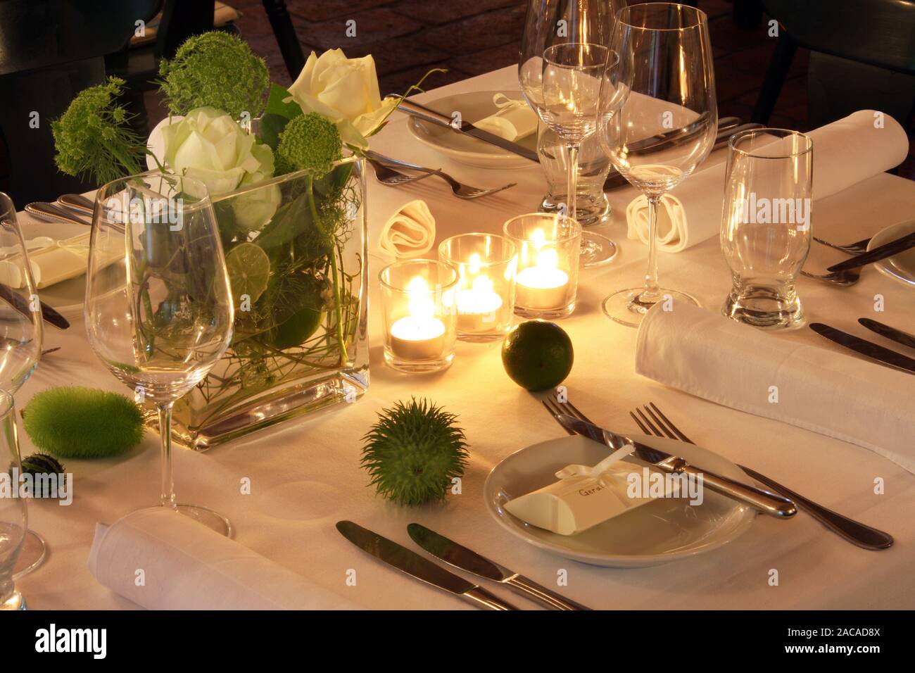 Beautifully set tables in a restaurant Stock Photo - Alamy