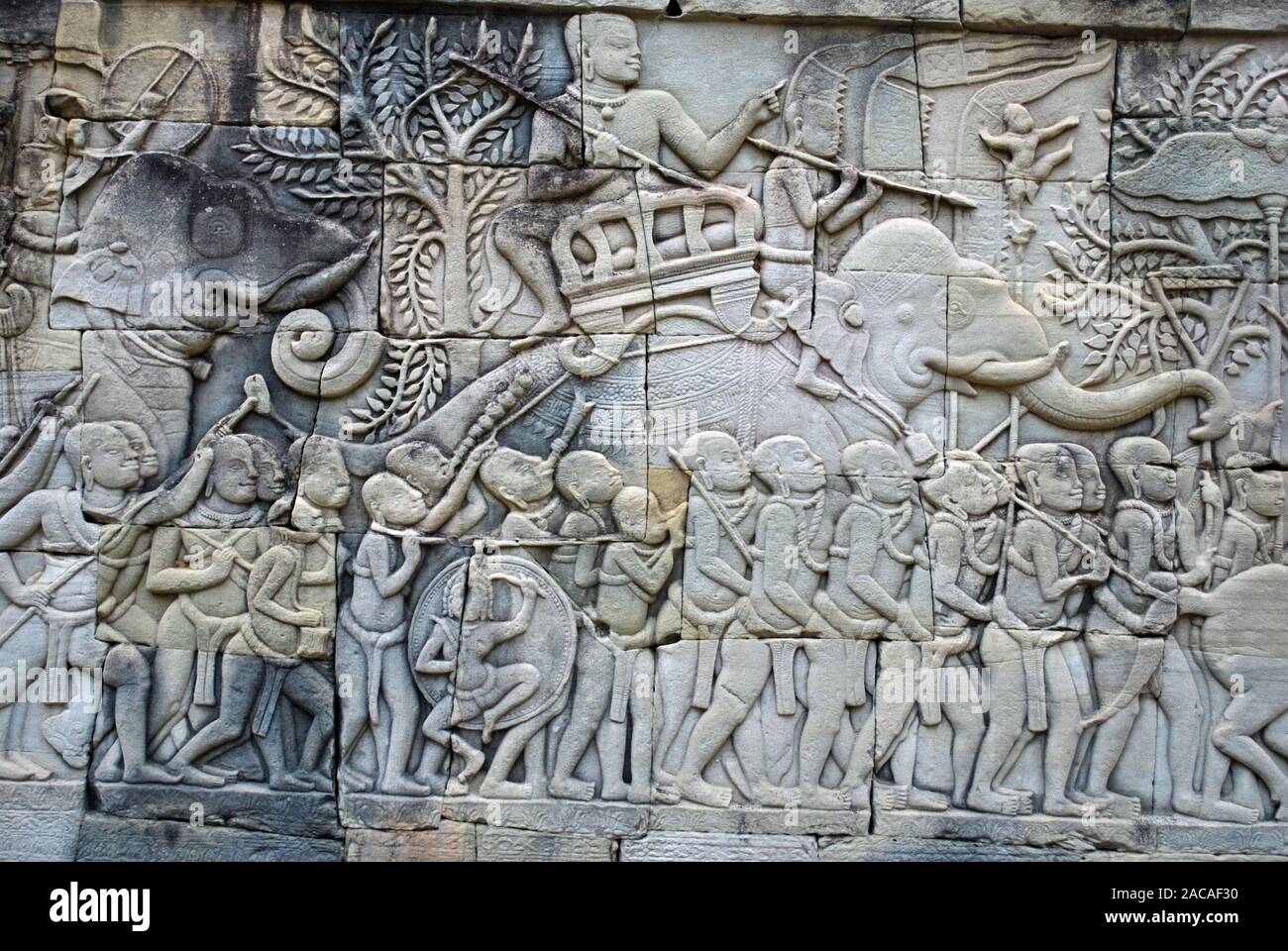 Reliefs at the Bayon in the temple Angkor Wat, Cambodia Stock Photo - Alamy