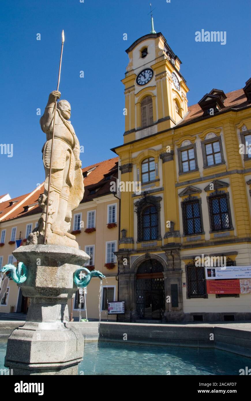 Fountain and town hall Stock Photo - Alamy