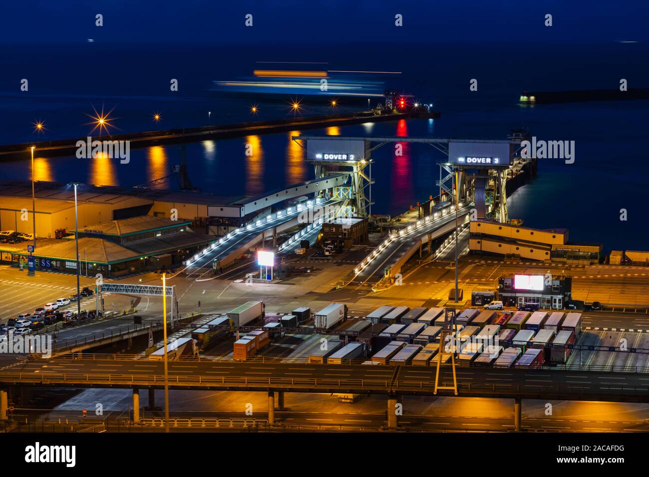 England, Kent, Dover, Dover Docks at Night Stock Photo - Alamy