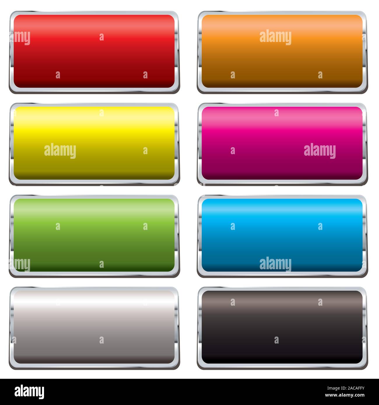 web buton icons with silver bevel Stock Photo - Alamy