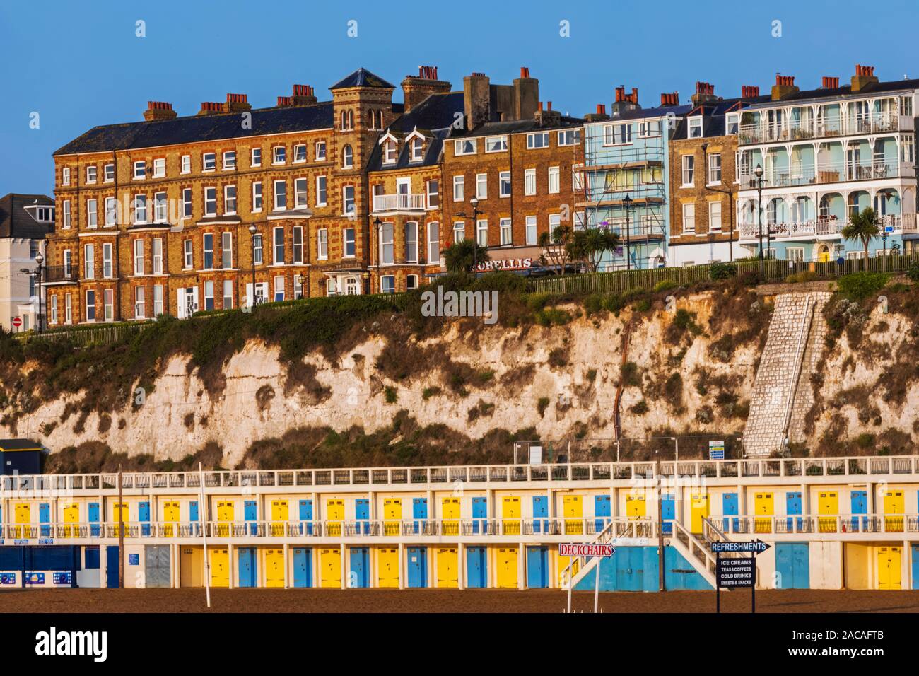 England, Kent, Broadstairs, Beach Huts and Victorian Era Beach Front ...