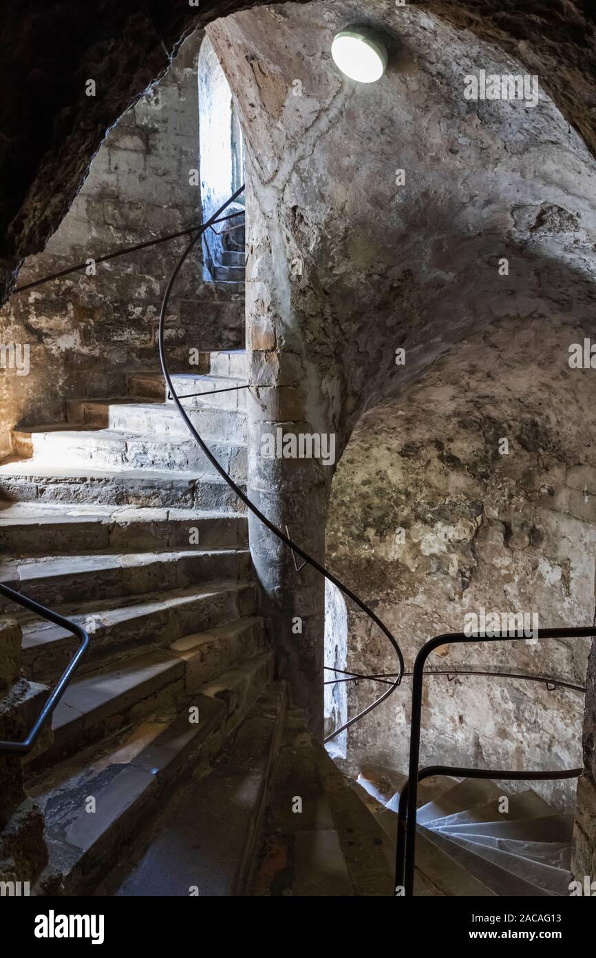 England, Kent, Dover, Dover Castle, Interior View of Medieval Spiral ...