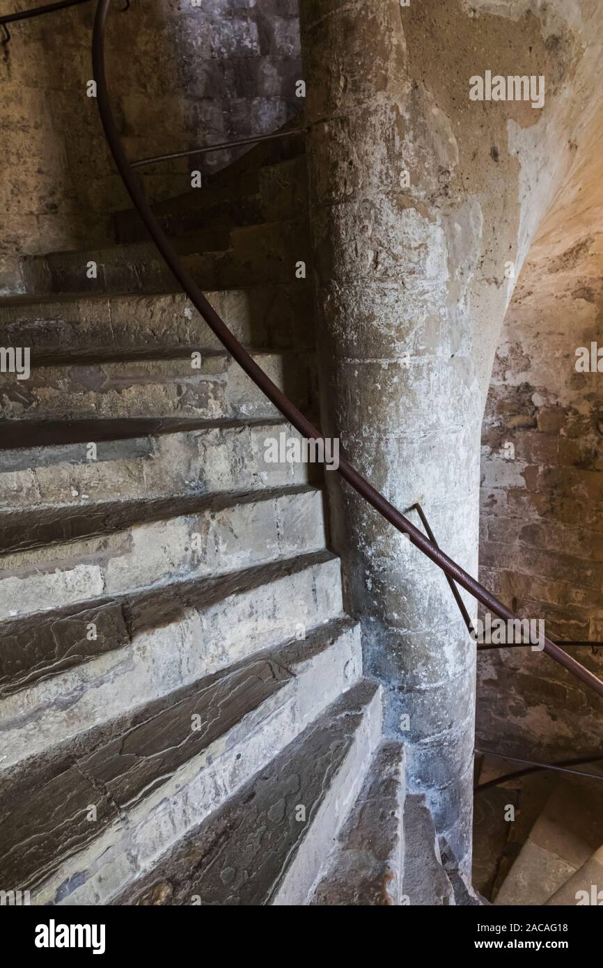 England, Kent, Dover, Dover Castle, Interior View of Medieval Spiral ...