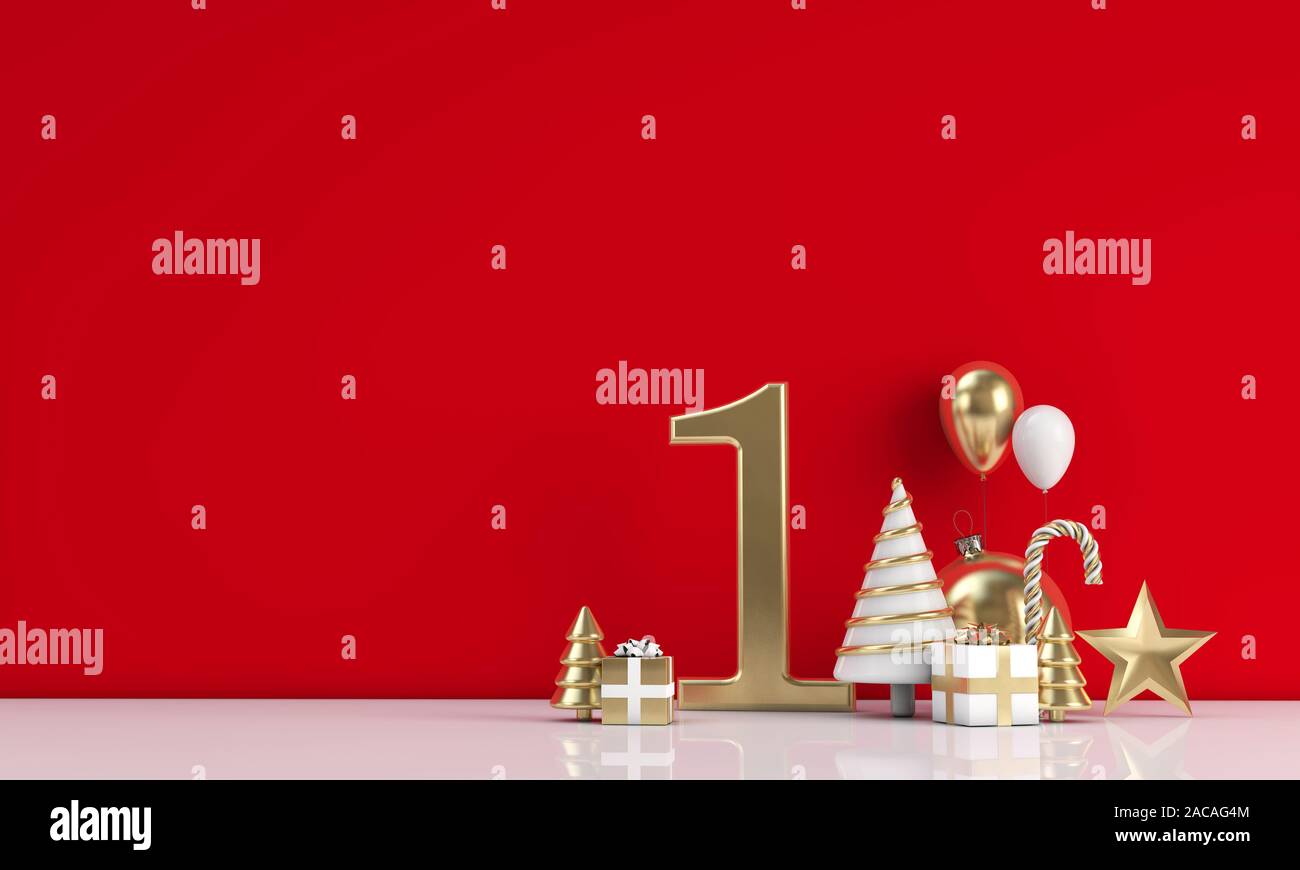 The 12 days of christmas. 1st day festive background. 3D Render Stock ...