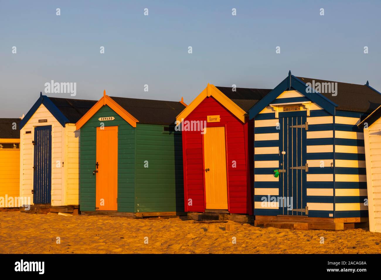 England, Suffolk, Southwold, Colourful Beach Huts Stock Photo - Alamy