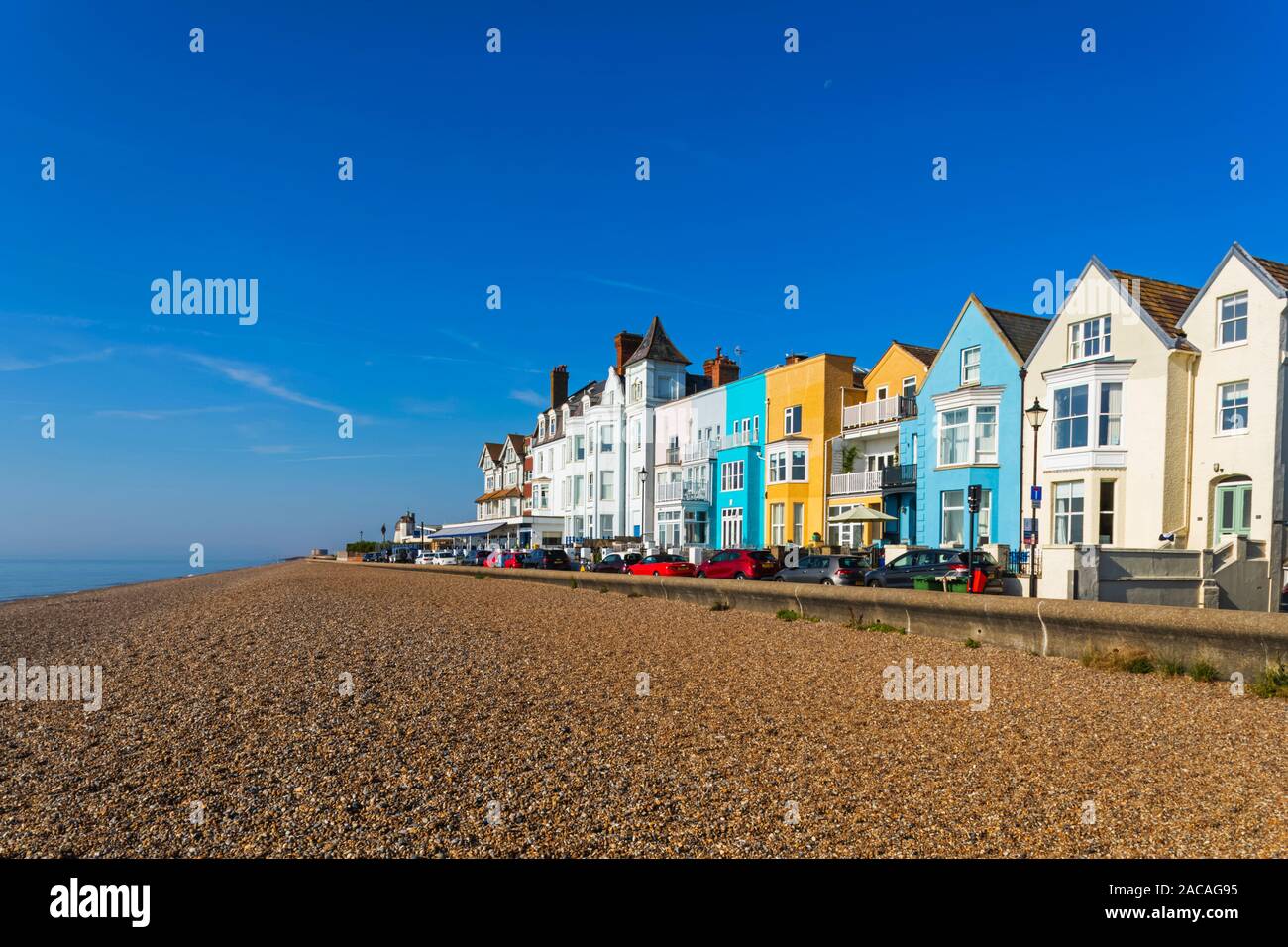 England, Suffolk, Aldeburgh, Aldeburgh Beach and Colourful Seafront ...