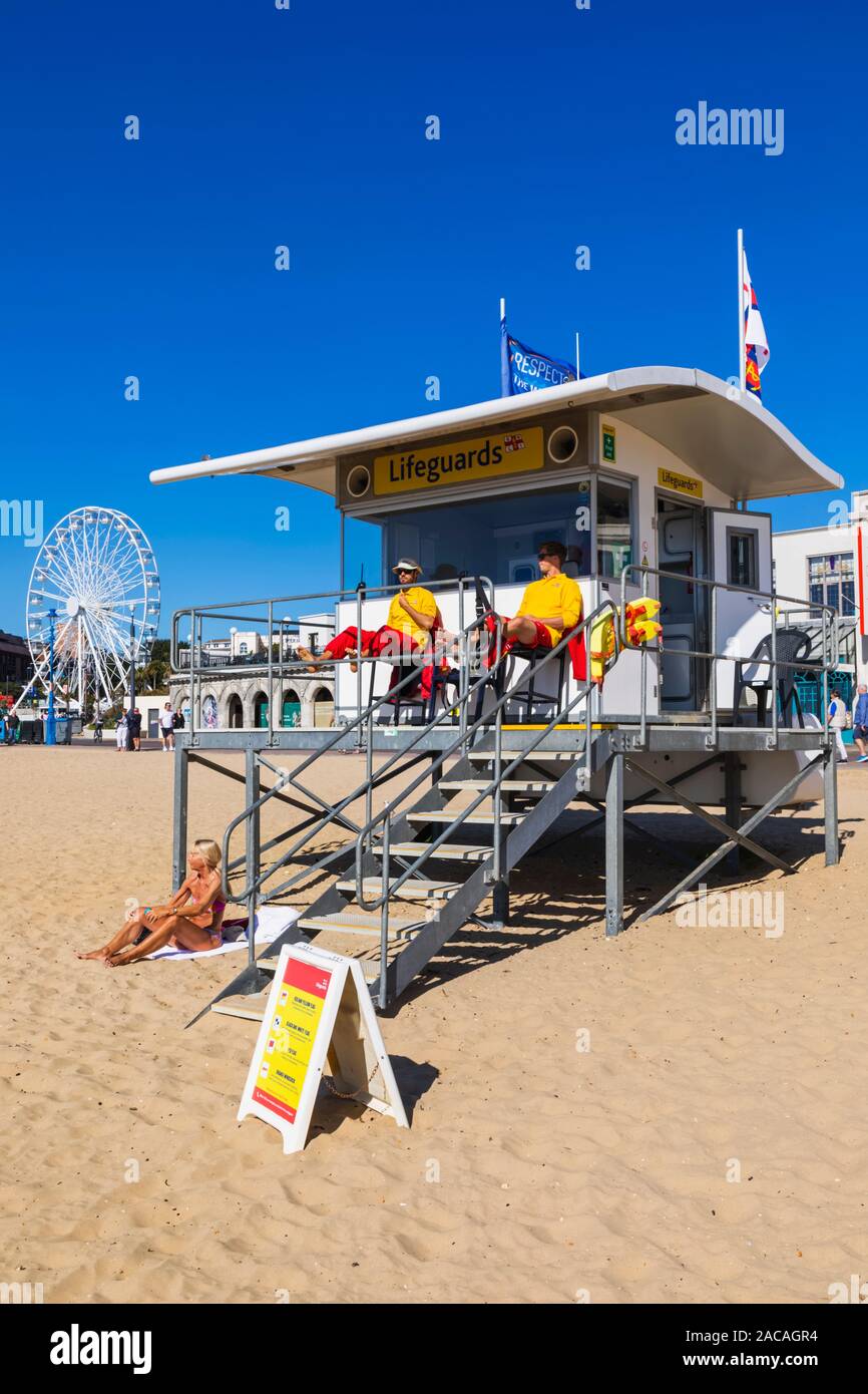 England, Dorset, Bournmouth, Bournmouth Beach, Lifeguards Stock Photo ...