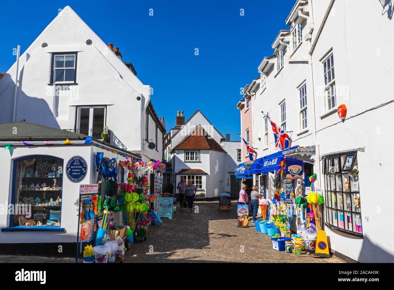England, Hampshire, The New Forest, Lymington, Quay Street, Shops and ...