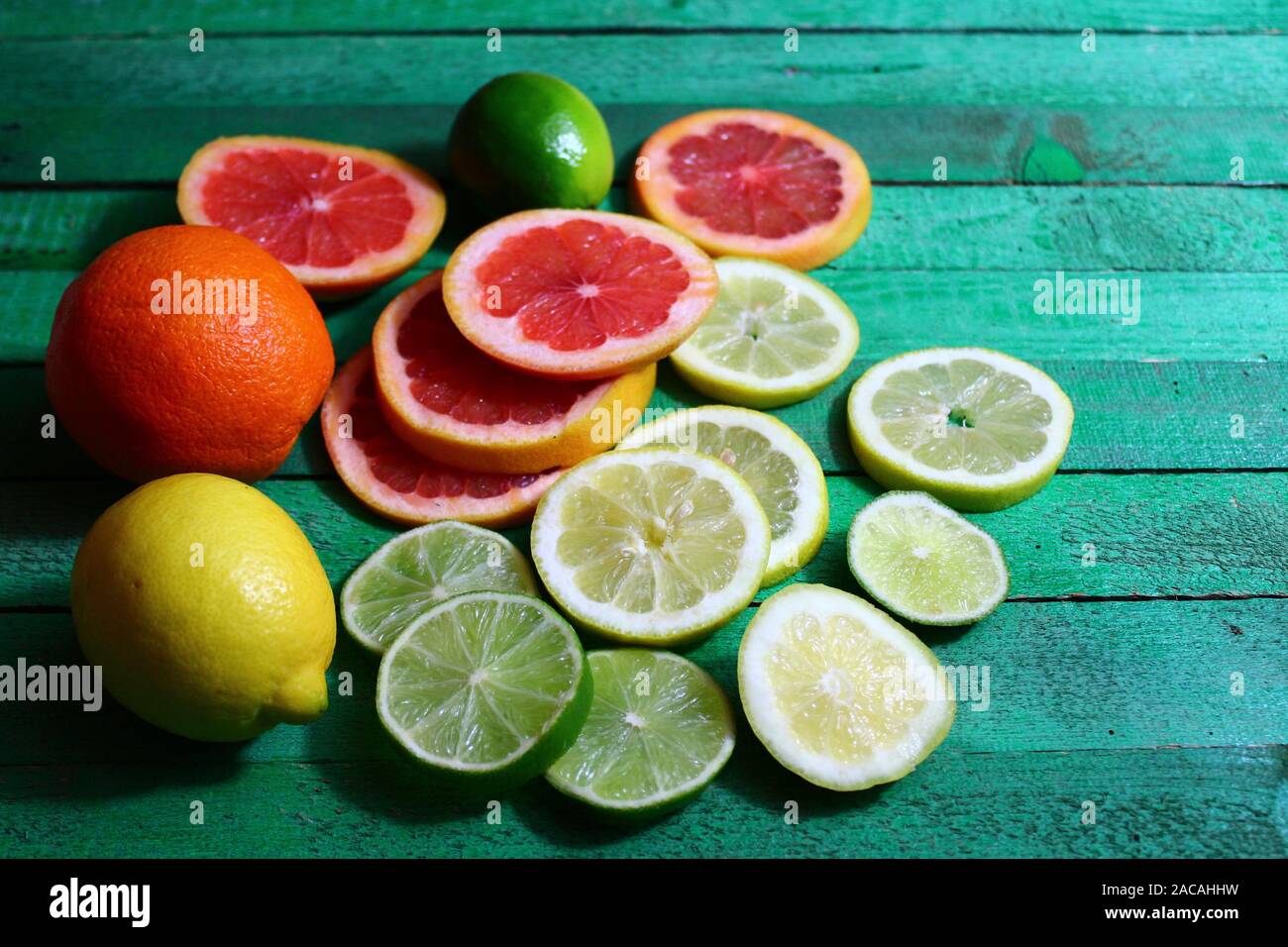The picture shows different citrus fruits Stock Photo - Alamy