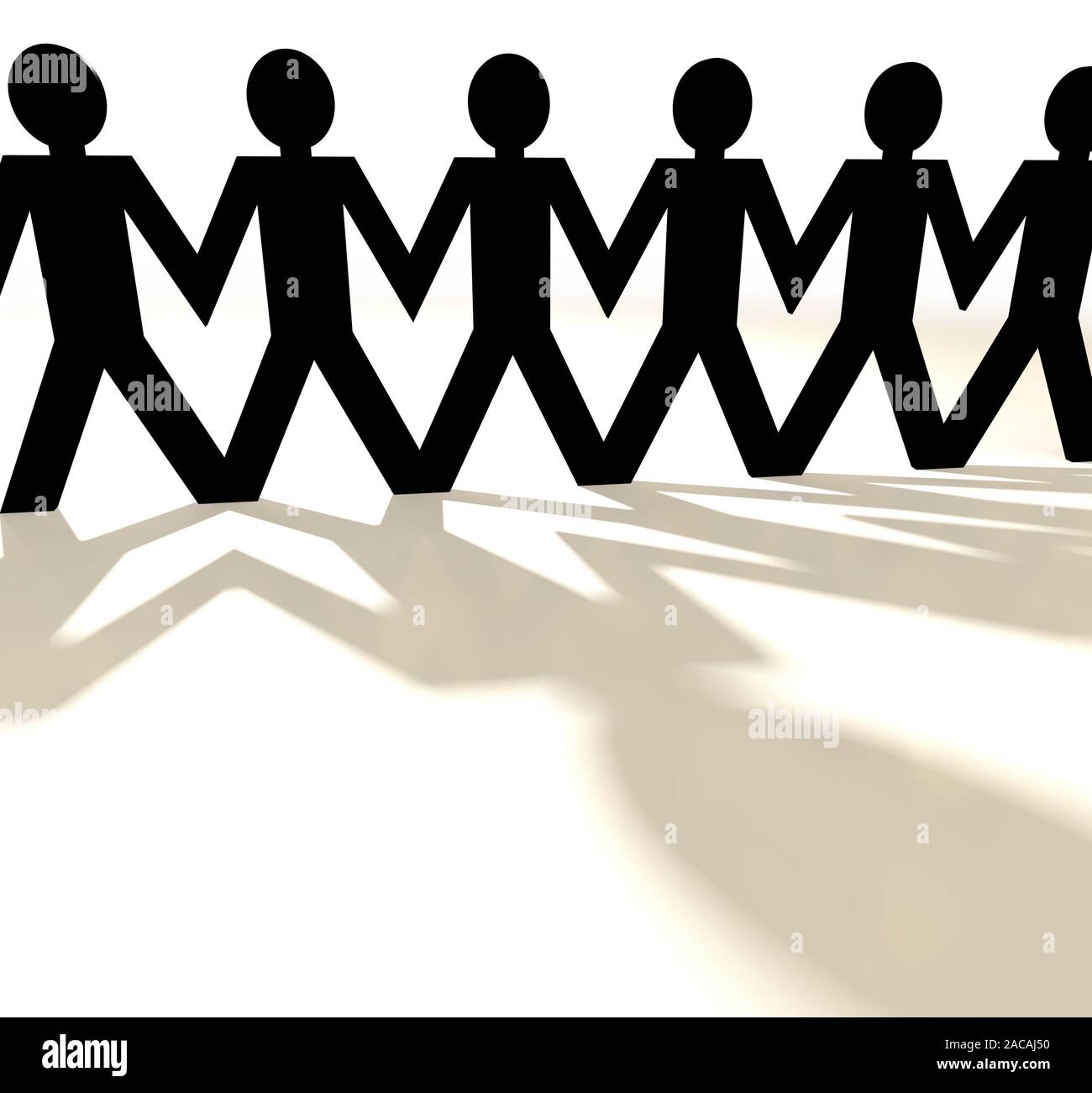 group of black paper chain people Stock Photo - Alamy