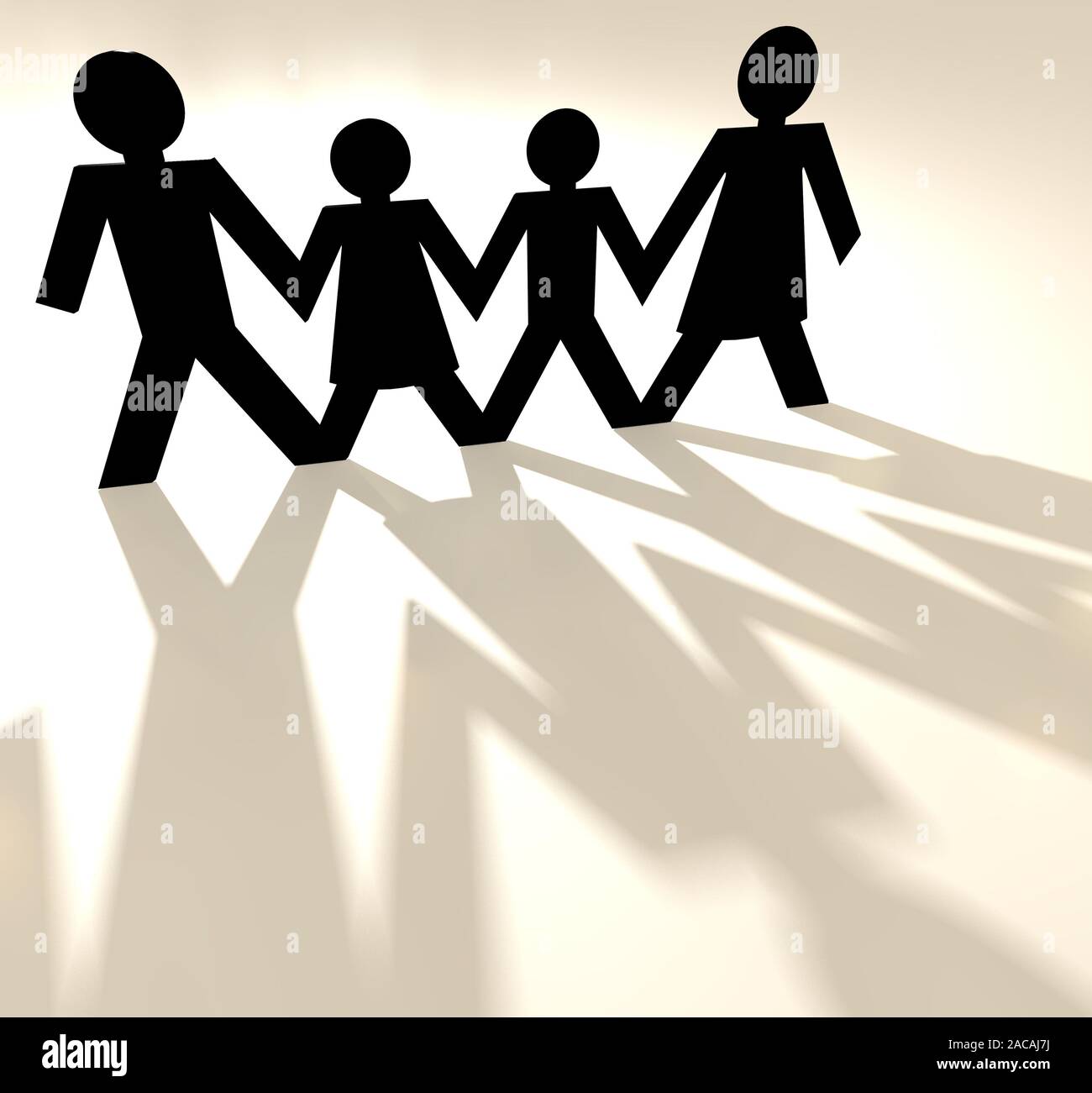 paper chain family holding hands Stock Photo - Alamy