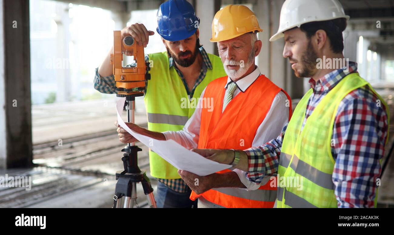 Picture of construction engineer working on building site Stock Photo ...