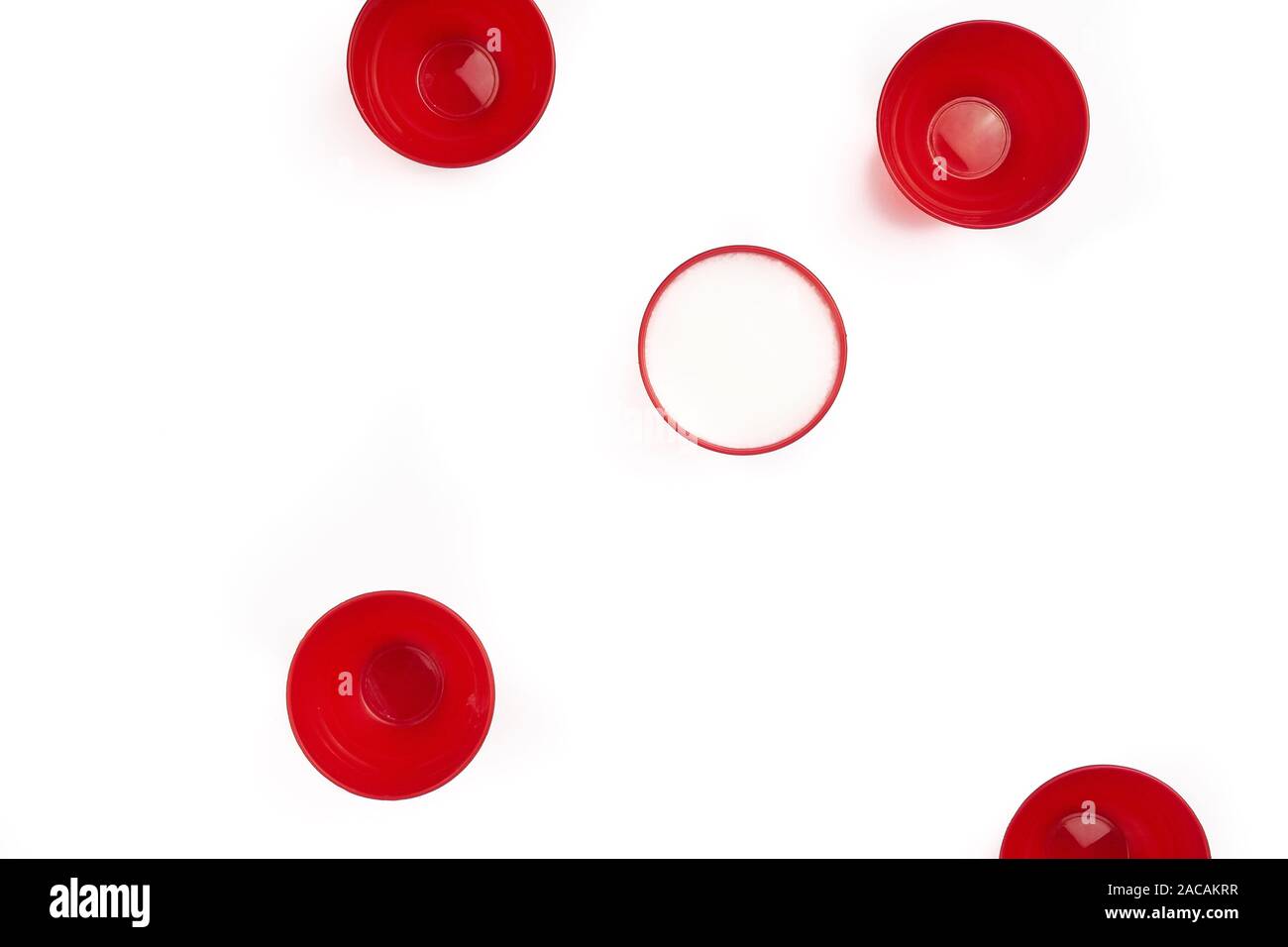 Set of Red cups on table isolated on white background - image Stock ...