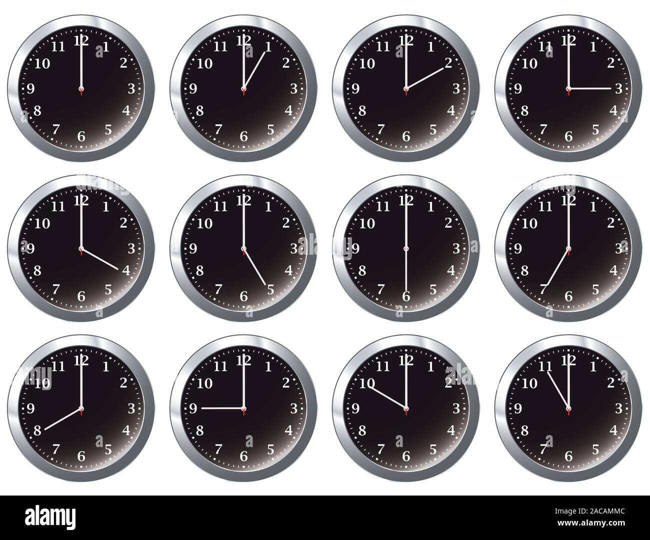 office clock black all times Stock Photo - Alamy